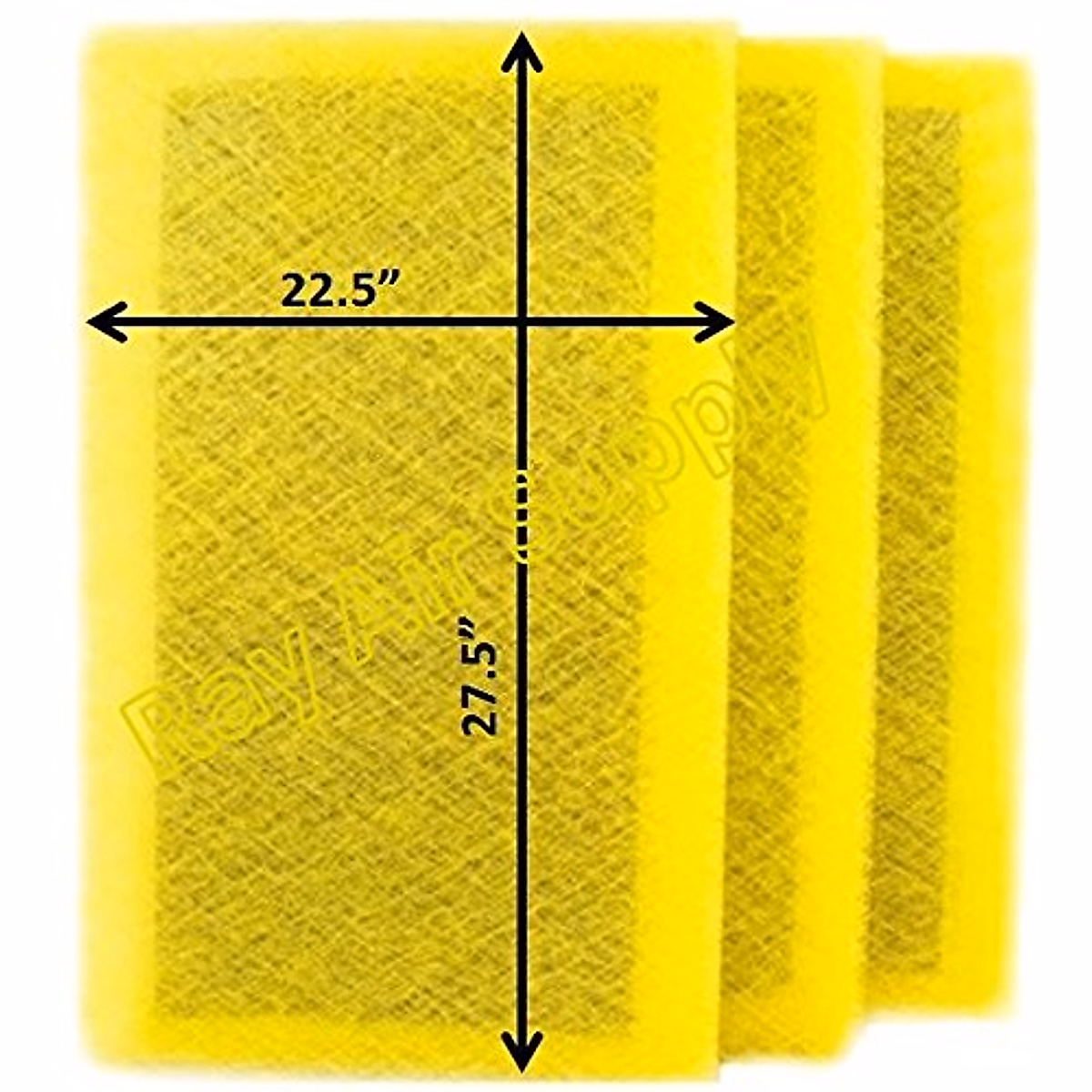 RAYAIR SUPPLY 24x30 MicroPower Guard Air Cleaner Replacement Filter Pads (3 Pack) Yellow