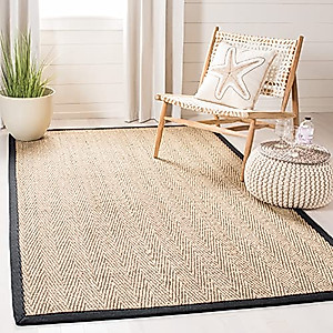 Safavieh Natural Fiber Collection 2'6" x 10' Beige NF115A Border Herringbone Seagrass Runner Rug