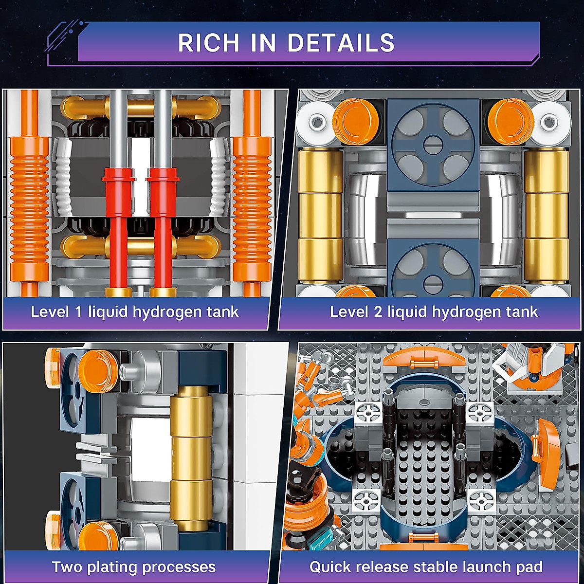 YESHIN Space Rocket Building Blocks Kits, DIY Creative Collectible Display Rocket Model Building Sets, Gift Toy for Kids Age 8+ /Adult Collections Enthusiasts (1571+Pieces)