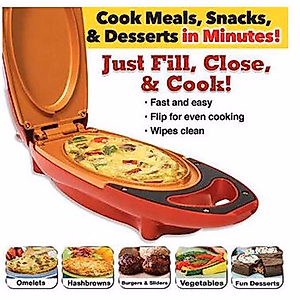 Candora Red Copper 5 Minute Chef Electric Frying Pan Smokeless Nonstick Pan Steak