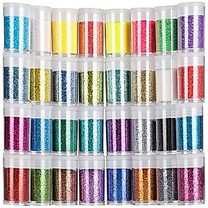 Teenitor Fine Glitter, Glitter for Nails, 32 Jars 8g Each Glitter Set, 32 Assorted Color Arts and Craft Glitter, Eyeshadow Makeup Nail Art Pigment Glitter