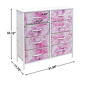 Sorbus Dresser with 8 Drawers - Furniture Storage Chest Tower Unit for Bedroom, Hallway, Closet, Office Organization - Steel Frame, Wood Top, Easy Pull Fabric Bins (8-Drawer, Pink)