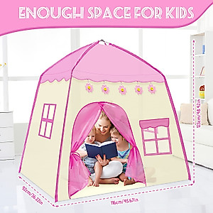 deAO Kids Play Tent Kids Playhouse Indoor Outdoor Toddler Tent Princess & Prince Castle Playhouse Fairy Tale Teepee Gift Tent Oxford Fabric Pink