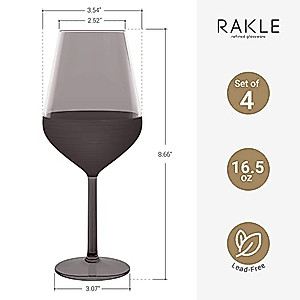 RAKLE – Luxury Matte Black Wine Glasses Set of 4 – 16.5Oz Glass Set Ideal for Special Events, Themed Parties, Dinner Table, Everyday Use – Modern and Elegant Design - Luxury Wine Glasses
