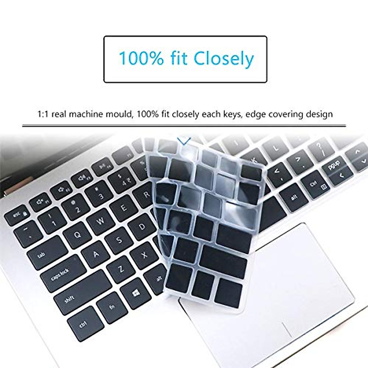 Keyboard Cover for New Dell Inspiron 14 2-in-1, Dell Inspiron 5401 5402 5409 5405 5406 5490 5493 5498 7490 7400 7405 7409 , Inspiron/Vostro 13 5390 5391 7390 7391 13.3" US Keyboard Cover - Black