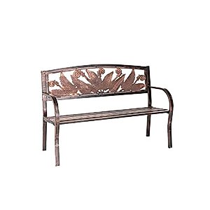 Plow and Hearth Fern Fronds Metal Garden Bench