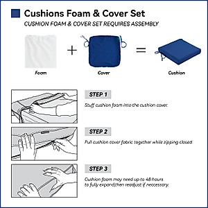 YOOZEKU Patio Chair Cushions Waterproof Outdoor Seat Cushions for Patio Furniture Set of 2 with Ties, 24 x 24 Inch, Navy Blue