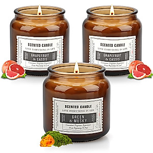 [300H, 46.5oz] Candles for Home Scented, 3 Pack Large Soy Scented Candles, Aromatherapy Candles Set, Glass Amber Jar Candles, Candles for Men and Women