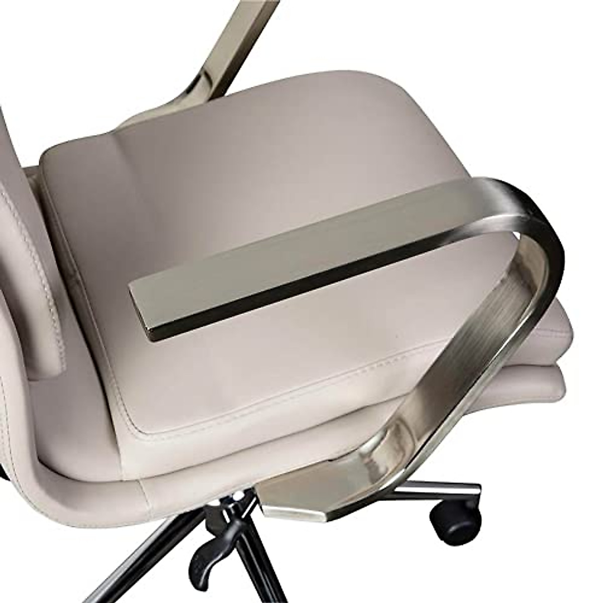 Flash Furniture James Mid-Back Designer Executive Upholstered Office Chair with Brushed Metal Base and Arms, Set of 1, Taupe/Chrome
