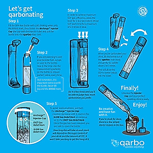 Twenty39 qarbo sparkling water maker Party Plus Bundle with 4 bottles, 3 aircharge caps and cleaning brush (Metallic Red)