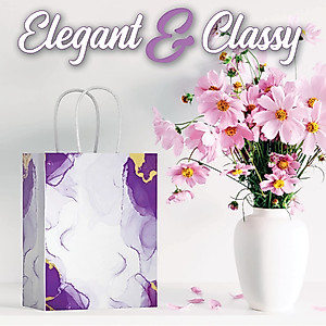 10 PK Designer Gift Bags with Handles - Assorted Sizes and Colors - Cute Luxury Gift Bags - Wedding Welcome Bags, Bridal or Bridesmaid Gift, Birthday Gift Bags for Women, Bachelorette Party Favor (Medium, Purple)