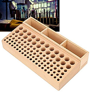 98 Holes Leather Craft Tool Holder Box, Leather Tool Holder Wooden Leather Craft Tool Holder for Leather Working Making Punch Tools Organizer Storage