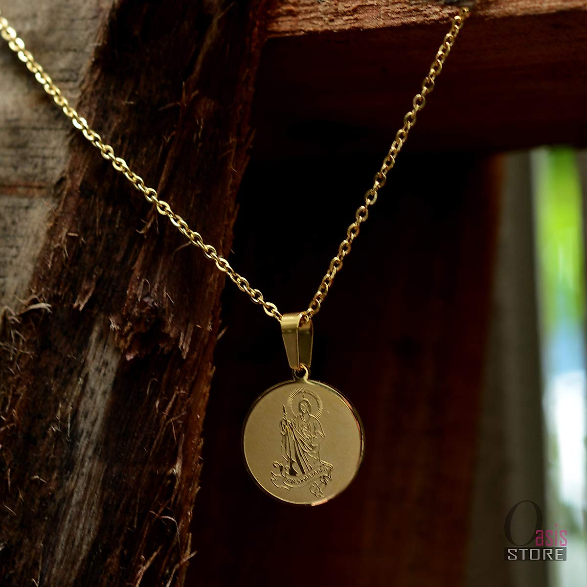 AA Stainless Steel St. Jude Thaddeus Pendant with Prayer and 22" Chain