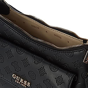 GUESS Womens Sirrah Shoulder Bag Top Zip, Black Logo, One Size US