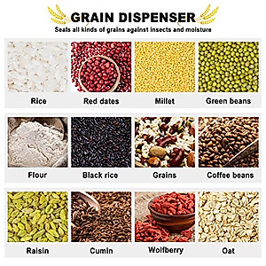 JIAWANSHUN Rice Dispenser Rice Container 7.5L Grain Storage with Clear Container Wood Stand for Home Kitchen Use Black Rice, Mung Beans, Red Beans, Lentils Container