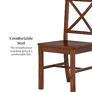 Walker Edison Modern Farmhouse Wood X-Back Armless Dining Chairs Kitchen, Set of 2, Brown