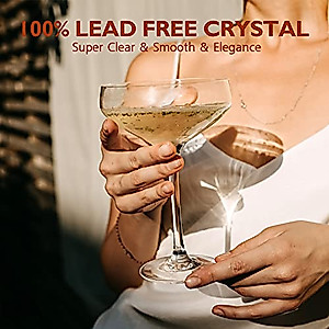 Chouggo Coupe Cocktail Glasses Set of 4, Hand Blown Premium Crystal Martini Glasses for Bar, Martini, Cosmopolitan, Manhattan, Gimlet, Pisco Sour - 12Oz, Clear