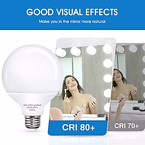 8 Pack G25 Vanity Light Bulb, LED Globe Bulbs for Bathroom Vanity Mirror, 60W LED Light Bulbs Equivalent, Brightness 5000K Daylight E26 Base Bulb, 6W LED for Round Makeup Mirror Lighting Non Dimmable