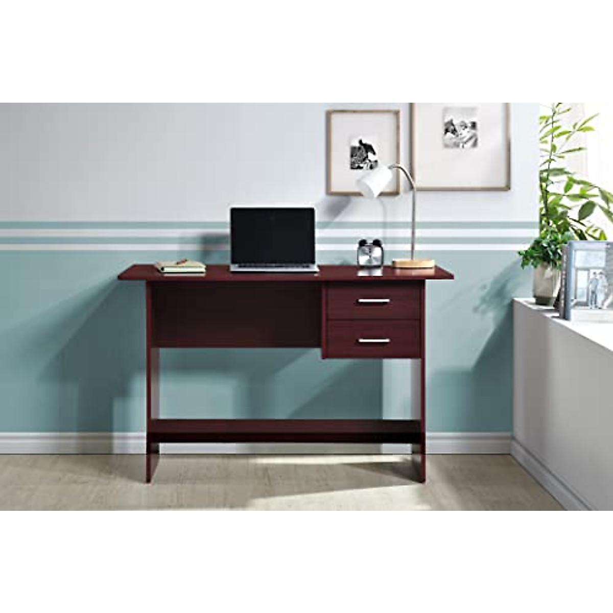 Hodedah Writing 2-Drawers in Mahogany Desk