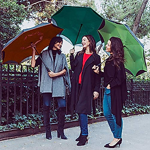 StrombergBrand Inversa Umbrella (Reversible Umbrella), Double Layer Large Windproof, Waterproof & Lightweight Inverted Umbrella For Women and Men, Self Standing Umbrella Reverse Close - Teal Blue