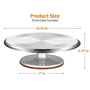 Kootek Aluminium Alloy Revolving Cake Stand 12 Inch Rotating Cake Turntable for Cake, Cupcake Decorating Supplies