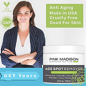 Pink Madison Dark Spot Corrector Best Age Spot Remover Treatment for Face Hands Body Circle 4 Ounce Cream