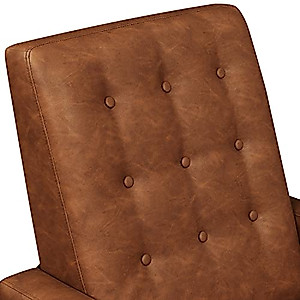 Yaheetech Faux Leather Recliner Sofa Mid-Century Modern Single Reclining Chair Adjustable Back & Footrest Tufted Upholstered Sofa with Pocket Spring Living Room Bedroom Home Theater Brown