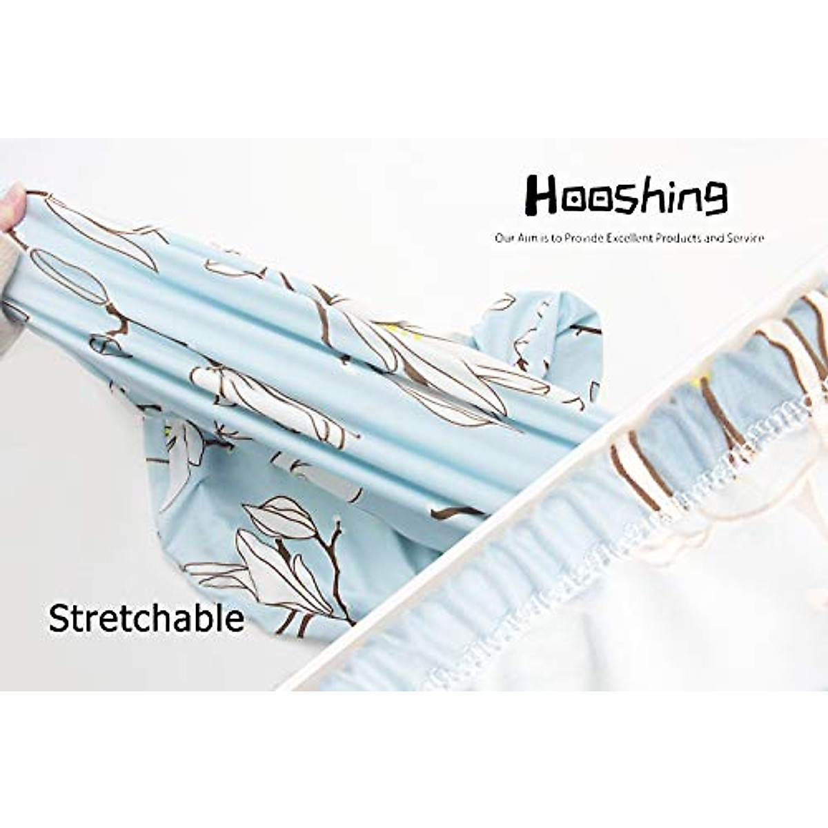 Hooshing Stretch Chair Covers Washable Durable White Mangnolia for Dining Room Set of 2