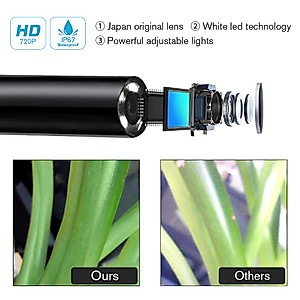 Endoscope WiFi, Wireless Endoscope Camera for Android 2.0MP Borescope Inspection Camera with Flexible Grabber 16.4ft (5M)