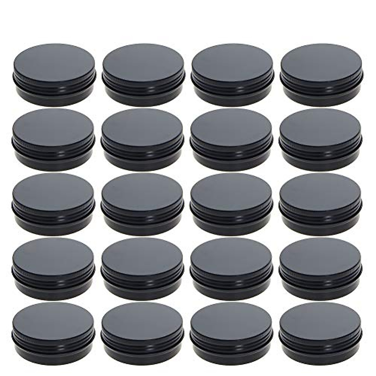 Othmro 20pcs 2oz Metal Round Tins Aluminum Tin Cans Containers with Screw Lid, 68 * 25mm(DxH) Black tin cans for Salve, Spices, Lip Balm, Tea or Candies 60ml