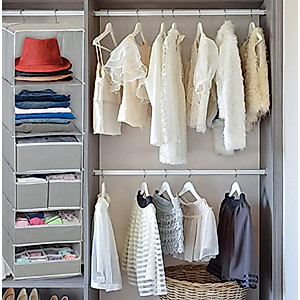 Simple Houseware 6 Shelves Hanging Organizer with Drawers, Grey
