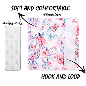 Baby Car Seat Belt Covers, Floral Stroller Seat Strap Covers, Car Seat Straps Shoulder Pads for Girls Boys, Mink Seat Belt Protectors for Car Seats/Pushchair, for Kids Newborn Infants Toddlers