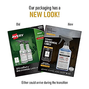 Avery UltraDuty GHS Chemical Labels for Laser Printers, Waterproof, UV Resistant, 3.5 x 5, 200 Pack (60503)
