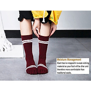 MWMart Toe Socks 5 Pack Women Men Cotton Socks Crew Five Finger Socks Running Athletic for Men Women