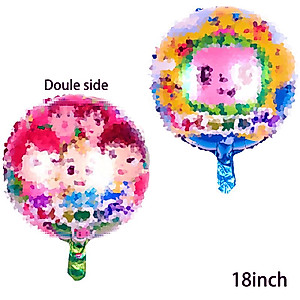 Pink Cartoon Party Supplies Favors, Birthday Decoration Include Banner, Plates, Tablecloth, Forks, Cake Topper, Foil Balloons Tableware for Kids Pink Cartoon Birthday Boys and Girls