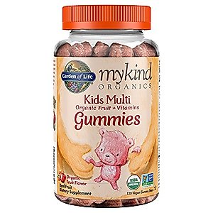 Garden of Life mykind Organics Kids Gummy Vitamins - Fruit - Certified Organic, Non-GMO & Vegan Complete Children's Multi - B12, C & D3 - Gluten, Soy & Dairy Free, 120 Real Fruit Chew Gummies