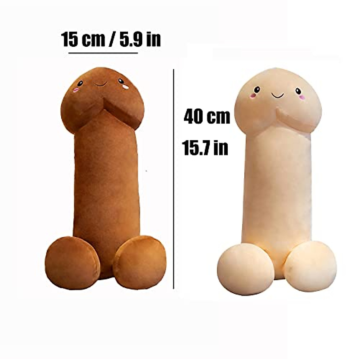 2 Pack Soft Throw Pillow Gifts 15.7" Plush Stuffed Pillow Penis Cushion Simulation Lovely Gift for Ladies Girlfriend Girl Birthday Gifts (15.7", Pink & Brown)