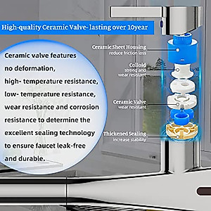 Touchless Kitchen Faucet with Pull Down Sprayer, ANBSR Motion Sensor Automatic Kitchen Sink Faucet Pull Out Sprayer Single Handle 3 Hole 3 Setting Polished Chrome Stainless Steel Kitchen Faucet