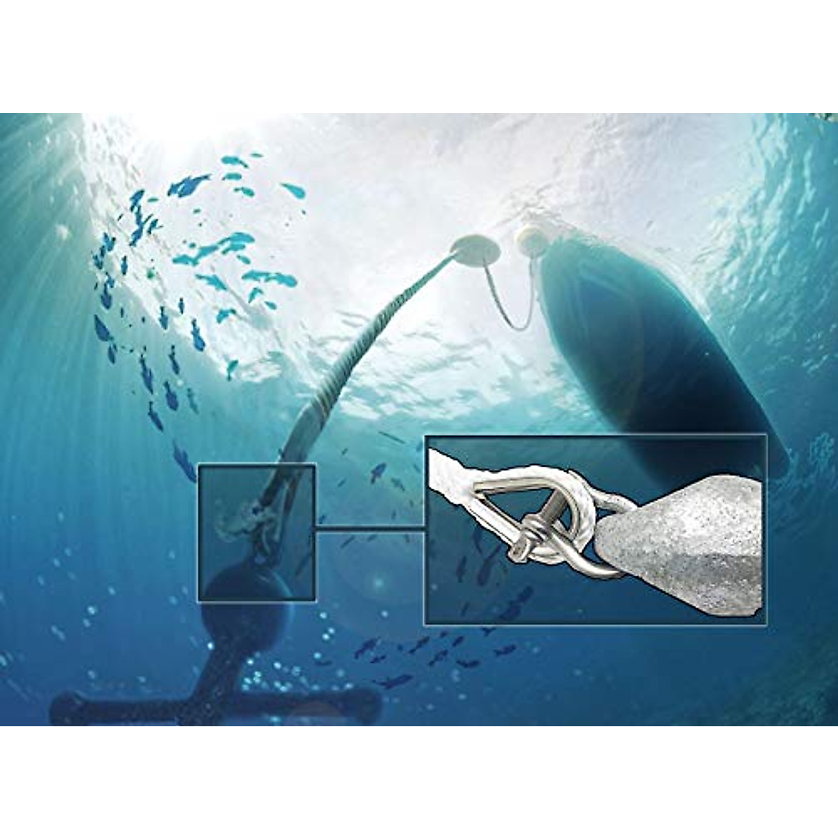 Young Marine Premium Solid Braid MFP Anchor Line Braided Anchor Rope/Line with Thimble (3/8" x 150', White)