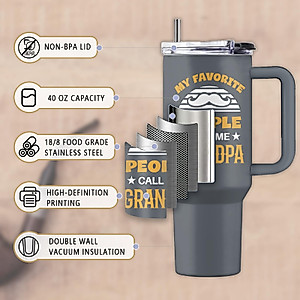 Uibunoo Gifts for Grandpa, 40 Oz My Favorite People Call Me Grandfather Tumbler with Handle & Straw, Pop Pop Mug for Birthday, Presents for Grandpa, Gifts for Grandfather