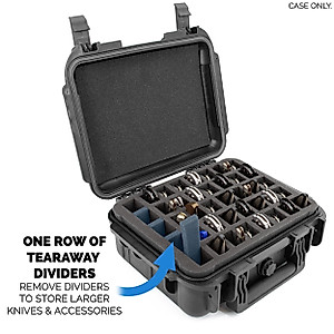 CASEMATIX 40 Folding Knife Case - Waterproof Pocket Knife Holder and Knife Box Organizer Fits 40 Folding Knives, Swiss Army Knives & More Up To 5" Folded in Lockable Knife Storage Case