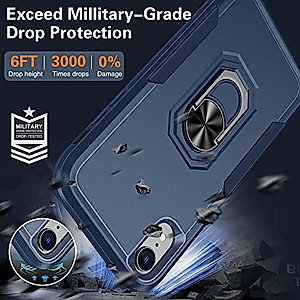 Oneagle for iPhone XR Case, 2 in 1 Heavy Duty Kickstand iPhone Xr Case with [Tempered Glass Screen Protector][ 360°Rotating Ring Stand]Slim Military Grade Shockproof Phone Case for iPhone XR 6.1 inch