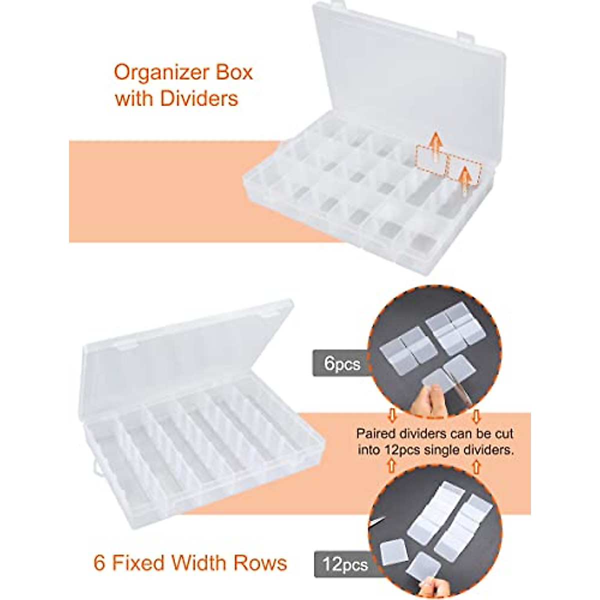 Sjqecyfv Tackle Box Organizer 18 Grids Plastic Craft Box Organizer Bead Organizer Clear Fishing Box with Dividers, 1 Pack