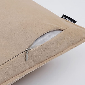 WEMEON Velvet Throw Pillow Covers 18x18 Set of 4,Solid Color Pillows Soft Decorative Square Couch Pillow Covers,Mix and Match Home Decor for Sofa Bedroom Car Couch (Brown/Beige)