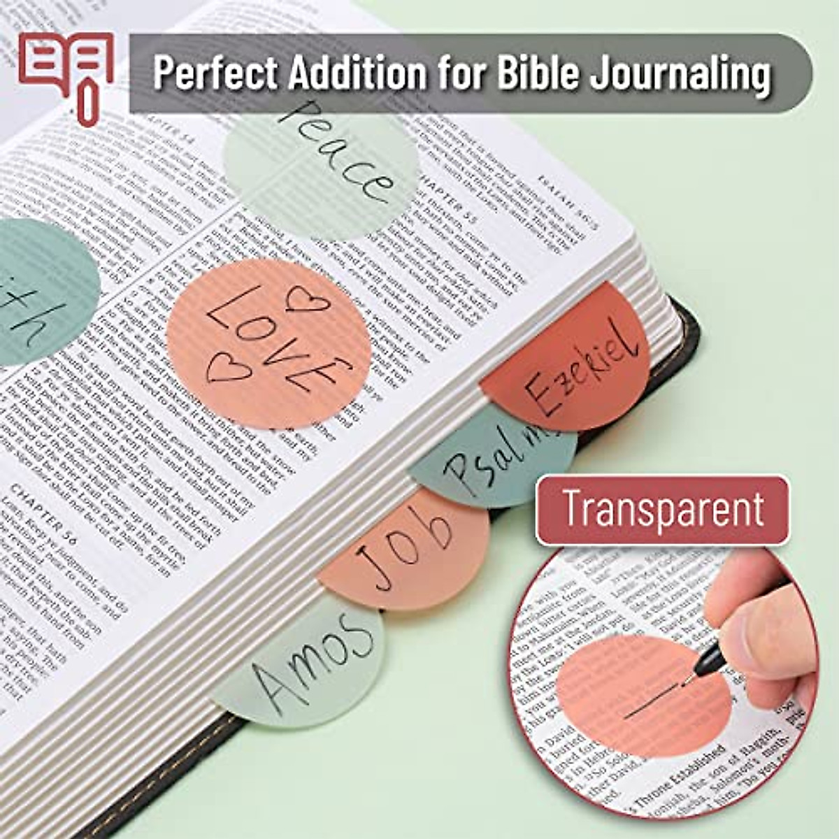 Mr. Pen- Transparent Sticky Notes, 200 Pcs, Pastel Colors, Round Translucent, See Through Bible Sticky Notes