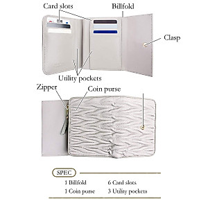 MALTA Superior True Sheep Leather Wallet for Women High Capacity Card Wallet Coin Purse, Grey, free