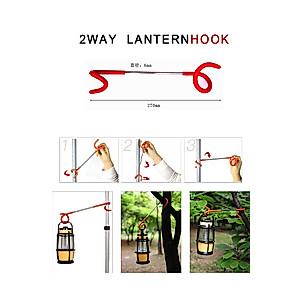 HYFAN Easy 2-Way Lantern Lamp Hook Hanger S Type Hooks for Outdoor Camping Hiking Fishing Hunting Hanging (Red, Pack of 4)