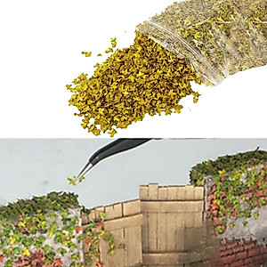 AMLESO 33ml Micro Landscape Leaves Model Scenery Grass Tufts Table Diorama Railway Scene Accessories Leaf for Fairy Garden Bonsai Ornaments, Yellow