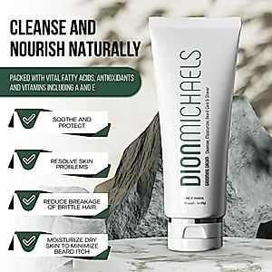 Dion Michaels 4-In-1 Mens Shaving Cream, Facial Cleanser, Beard Softener & Face Moisturizer, Daily Use, Soothe & Protect Face Skin Care, With Aloe, Argan Oil, Oats & Shea Butter, Gift For Men, 3 Fl Oz