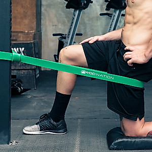 WOD Nation Single Pull Up Assistance Band (50-125lbs Green Band) - Best for Pullup Assist, Chin Ups, Resistance Bands Exercise, Stretch, Mobility Work & Serious Fitness - 41 inch Straps